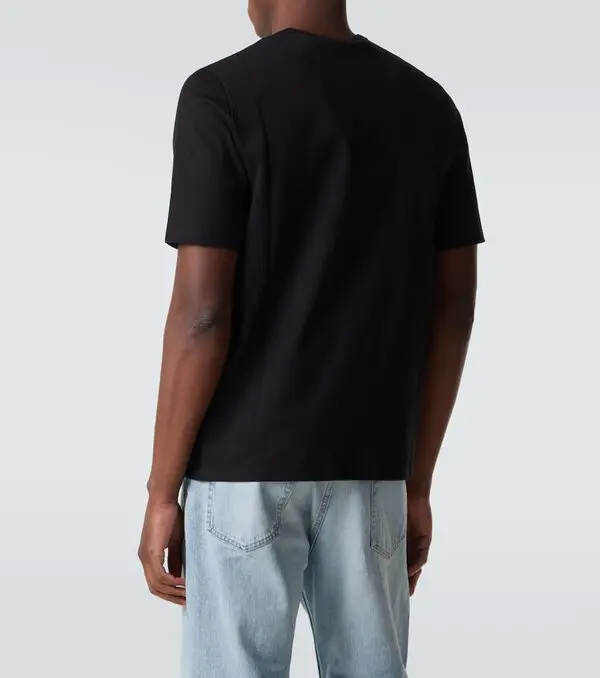 Saint Laurent Logo Cotton Jersey T-shirt - Black