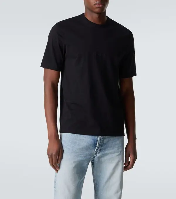 Saint Laurent Logo Cotton Jersey T-shirt - Black