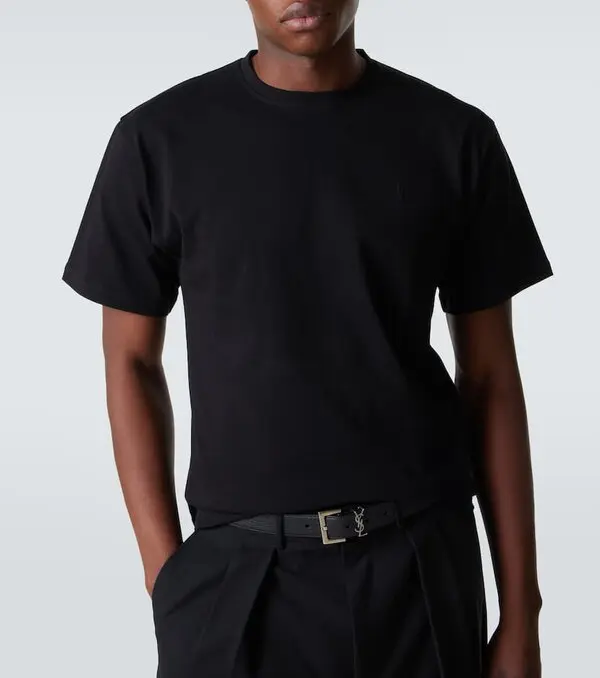Saint Laurent Cropped Cotton Jersey T-shirt