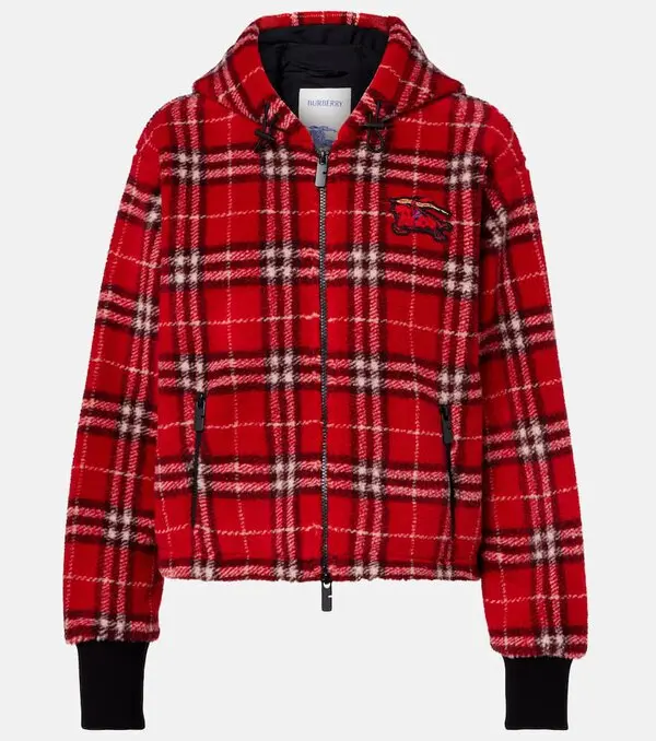 Burberry Check Hooded Wool-blend Jacket
