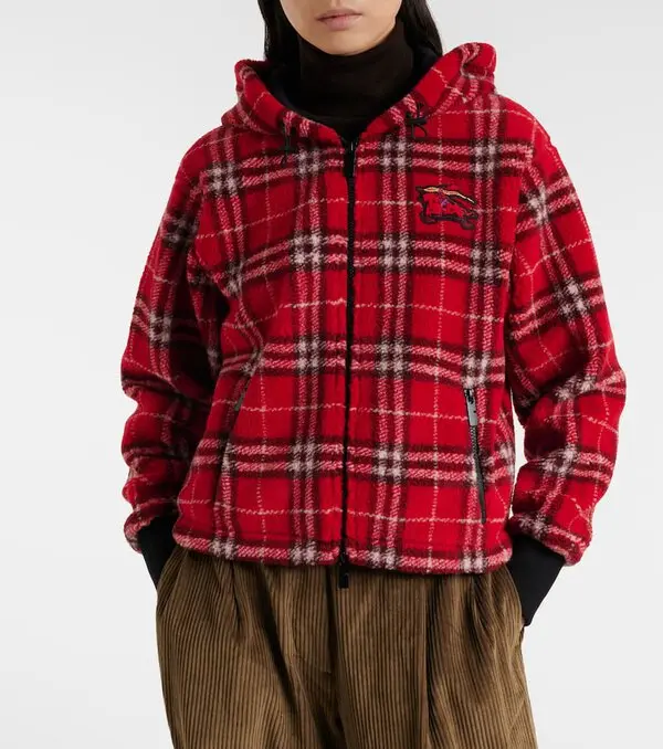 Burberry Check Hooded Wool-blend Jacket