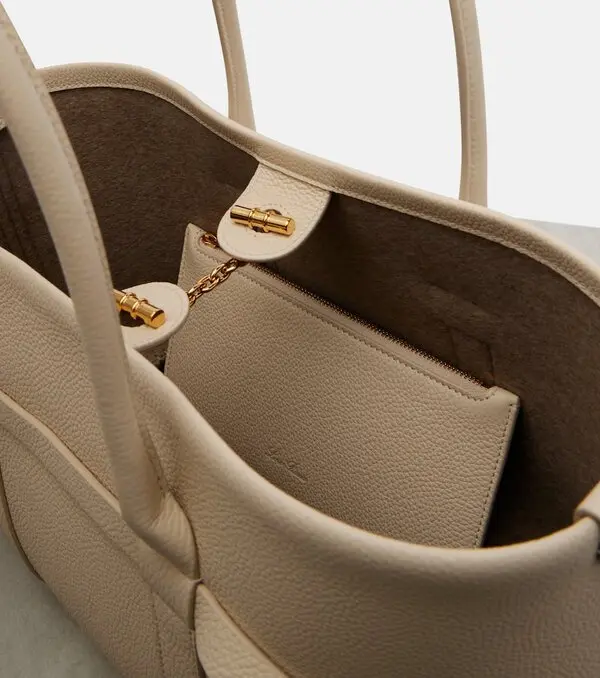 Loro Piana Ghiera Small Leather Shopper - White