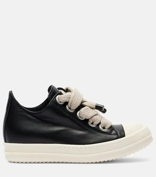 Rick Owens Jumbolace Leather Sneakers - Black