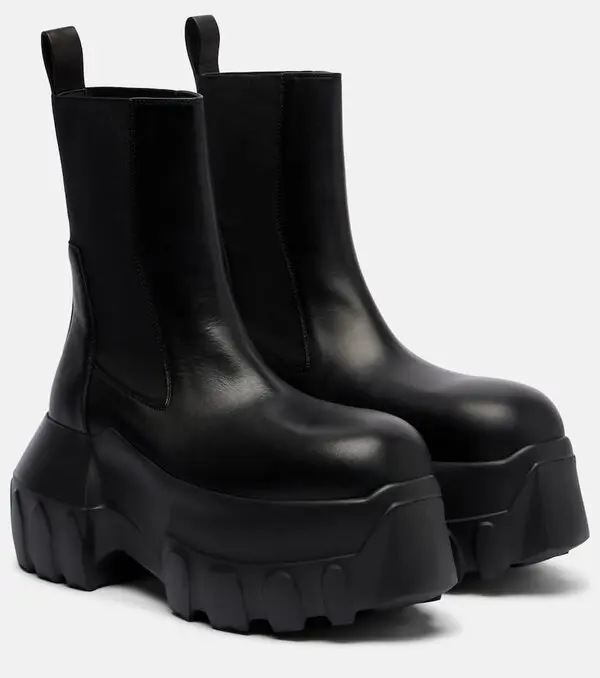 Rick Owens Beatle Mega Tractor Leather Chelsea Boots