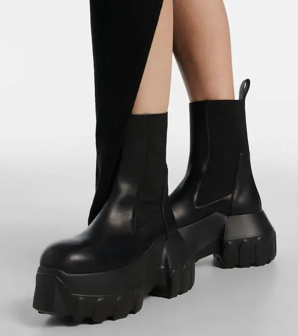 Rick Owens Beatle Mega Tractor Leather Chelsea Boots