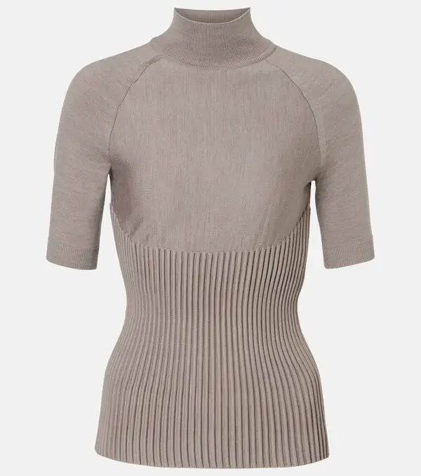 Alaïa Ribbed-knit Turtleneck Wool-blend Top