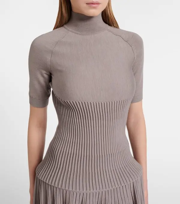 Alaïa Ribbed-knit Turtleneck Wool-blend Top
