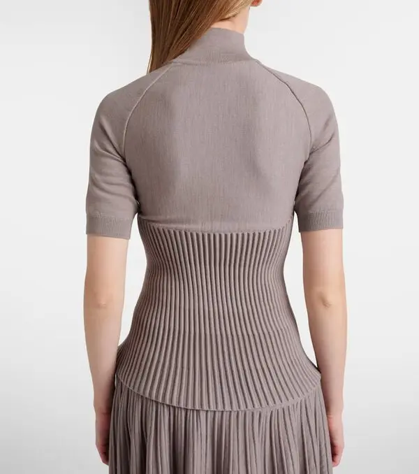 Alaïa Ribbed-knit Turtleneck Wool-blend Top