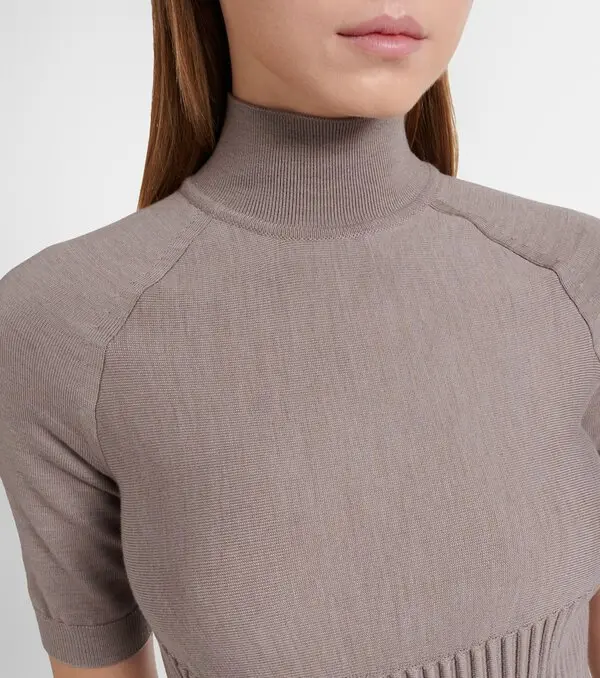 Alaïa Ribbed-knit Turtleneck Wool-blend Top
