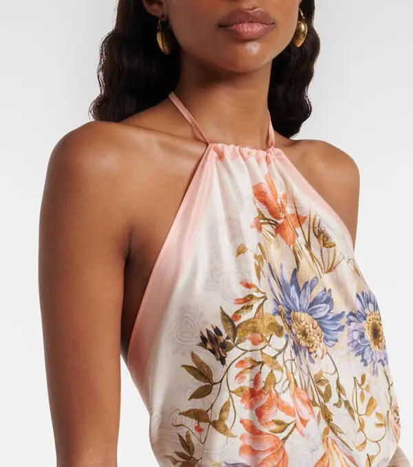 Etro Floral Halterneck Silk Top - Multicoloured