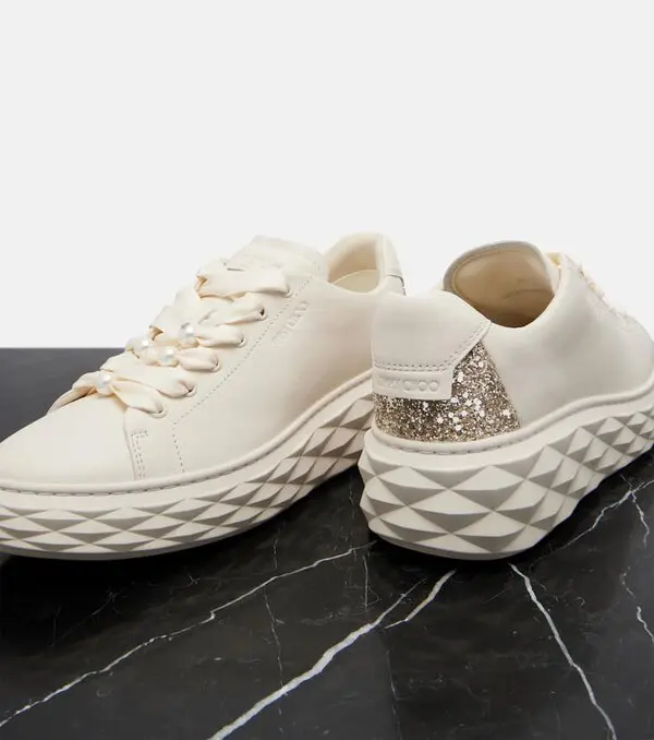 JIMMY CHOO Diamond Light Maxi Leather Sneakers - White