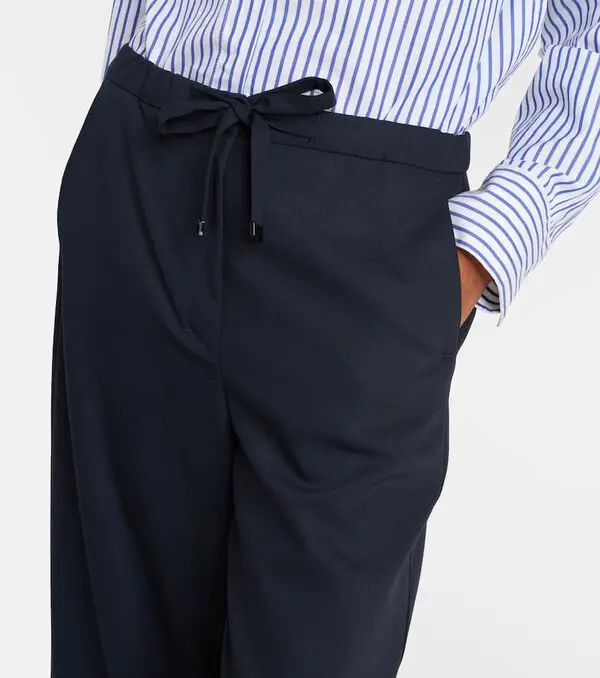 Max Mara Argenta Virgin Wool Wide-leg Pants - Blue