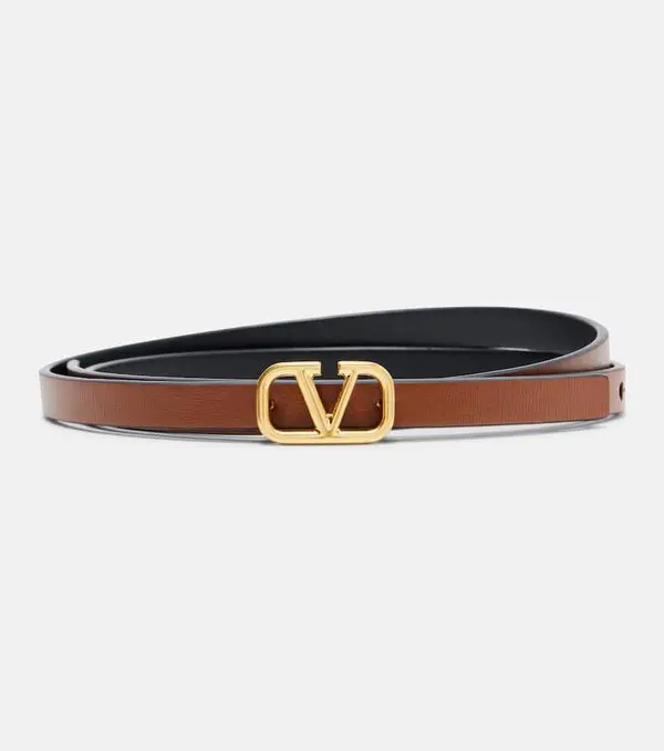 Valentino Garavani Vlogo Leather Belt - Brown