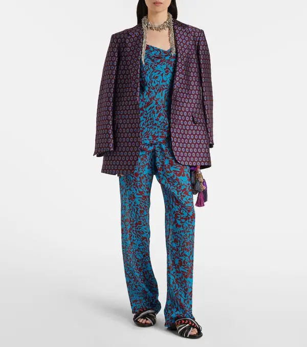Dries Van Noten Printed Cowl Neck Top