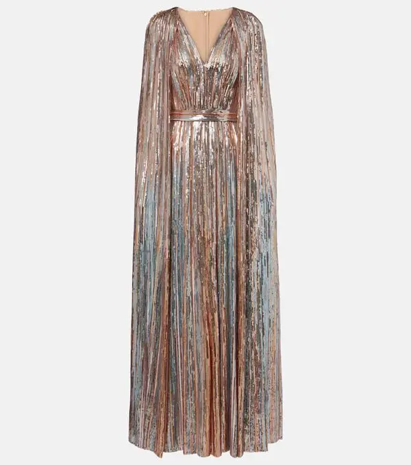 Elie Saab Sequined Caped Gown