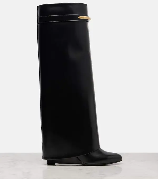 Givenchy Shark 95 Leather Knee-high Boots - Black