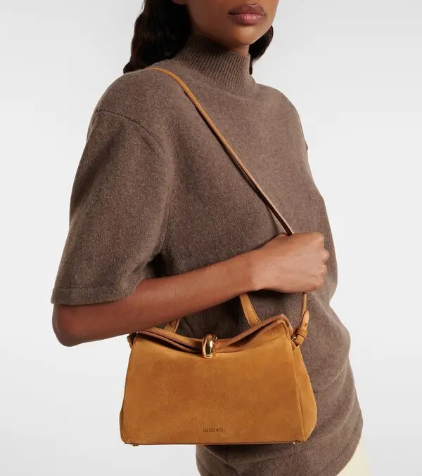 Jacquemus Valerie Small Suede Top-handle Bag - Brown