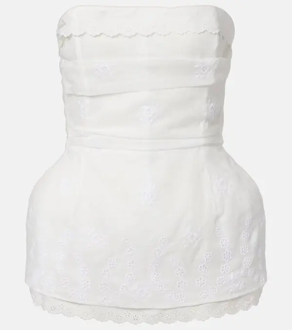 Magda Butrym Scalloped Bandeau Top In Panna+panna+uwhite