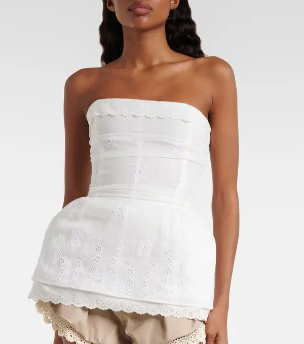 Magda Butrym Scalloped Bandeau Top In Panna+panna+uwhite