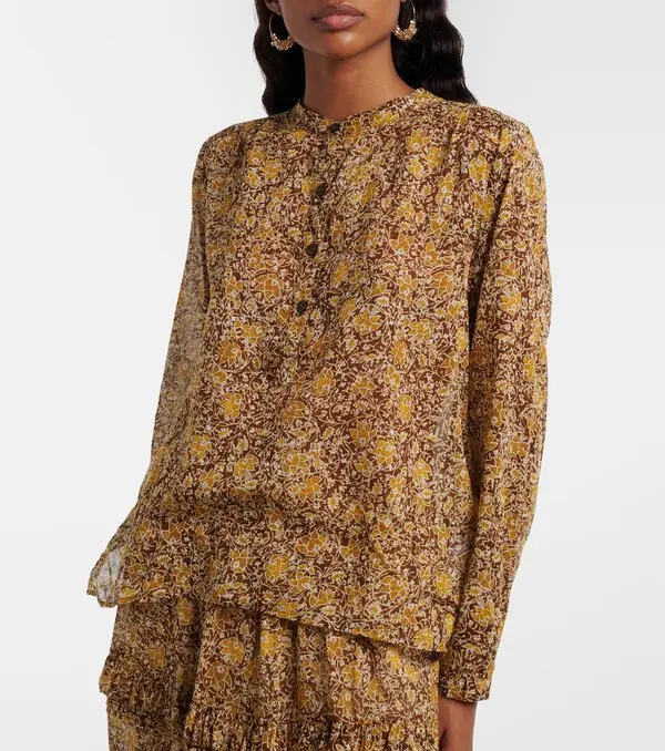 MARANT ETOILE Maria Floral Cotton Voile Blouse - Multicoloured
