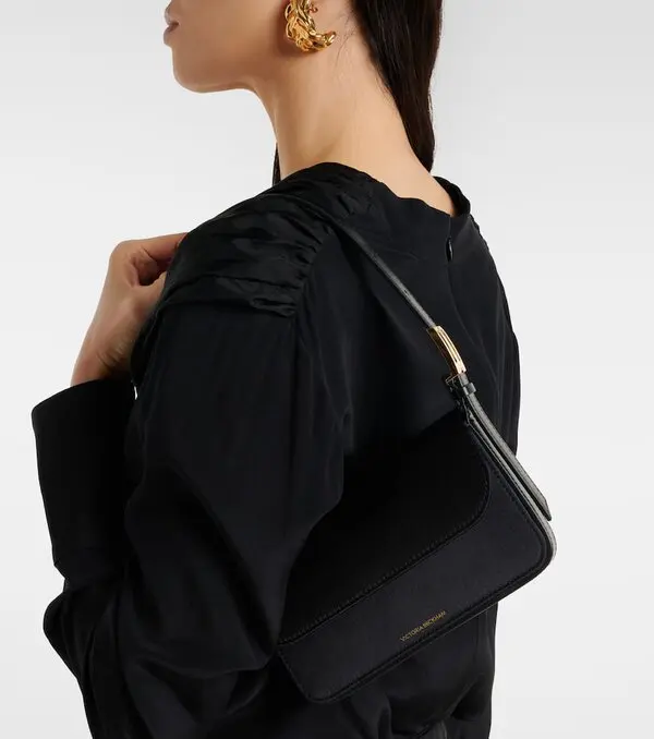 Victoria Beckham Dorian Mini Leather-trimmed Shoulder Bag - Black