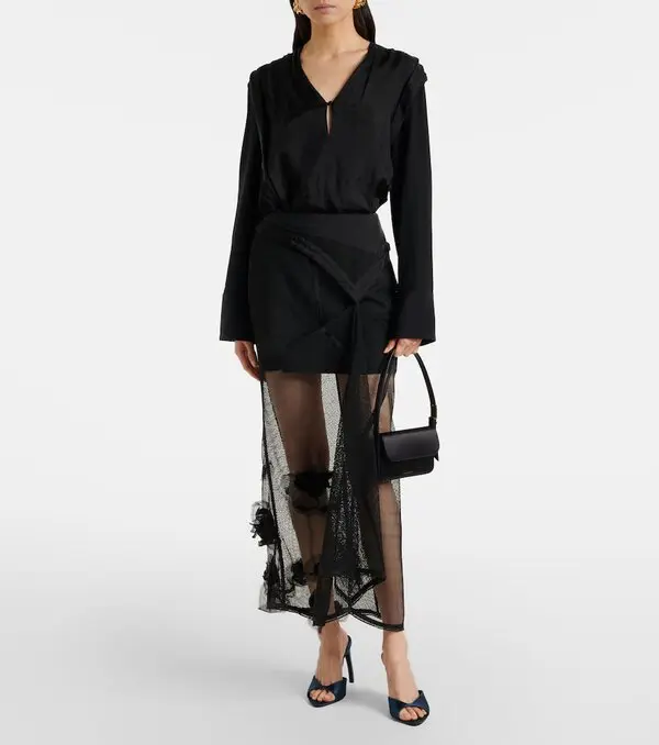 Victoria Beckham Dorian Mini Leather-trimmed Shoulder Bag - Black