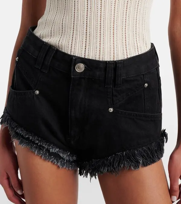 Isabel Marant Étoile Eneidala Faded Denim Shorts - Black