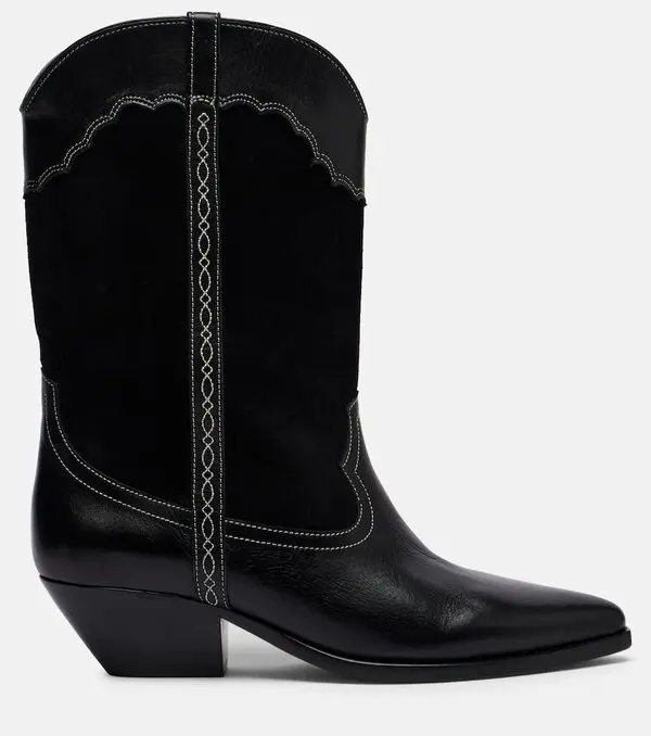 Isabel Marant Étoile Duerte Leather And Suede Cowboy Boots - Black