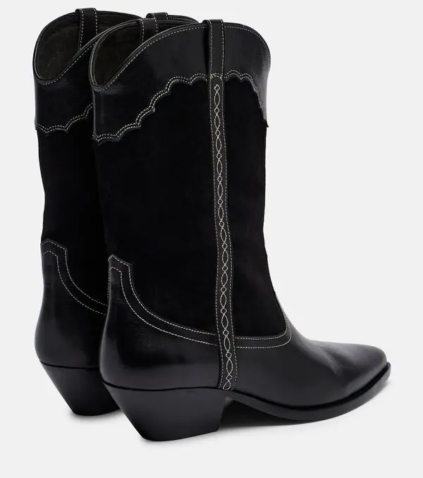 Isabel Marant Étoile Duerte Leather And Suede Cowboy Boots - Black