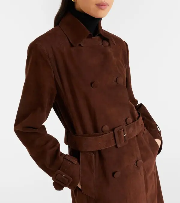 Nour Hammour Tate Suede Trench Coat
