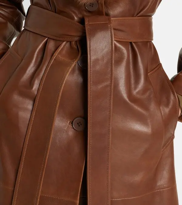 Nour Hammour Dakota Shearling-trimmed Leather Coat