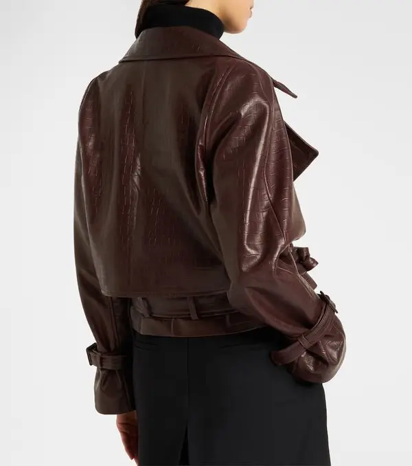 Nour Hammour Hatti Croc-effect Leather Jacket