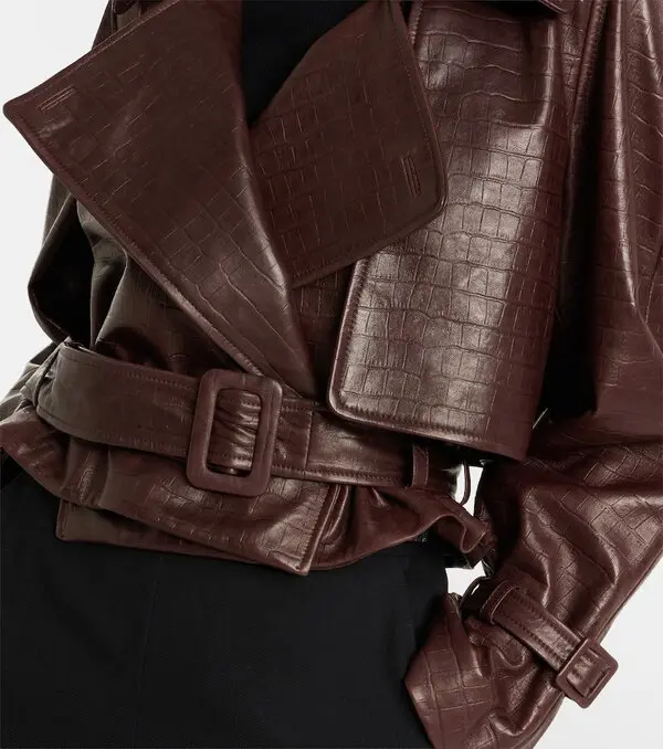 Nour Hammour Hatti Croc-effect Leather Jacket
