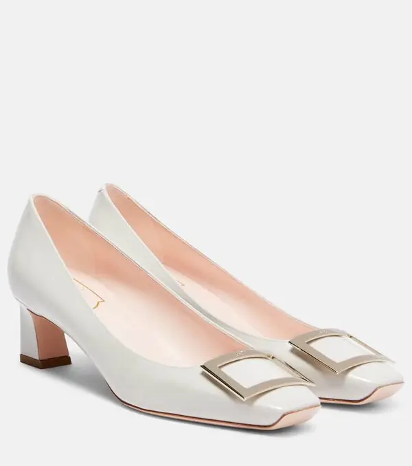 ROGER VIVIER Trompette 45 Patent Leather Pumps - Grey