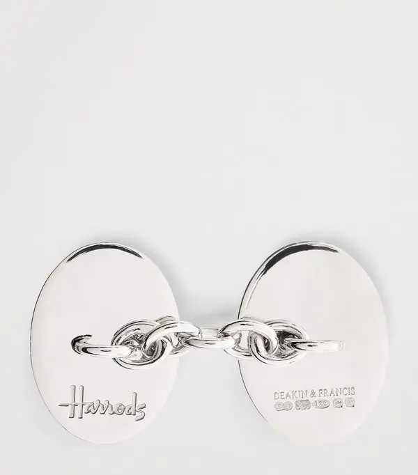 DEAKIN & FRANCIS Sterling Silver Oval Chain Cufflinks