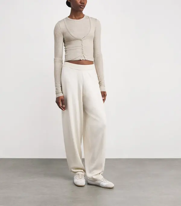 Eterne Ribbed Cropped V-neck Cardigan - Beige