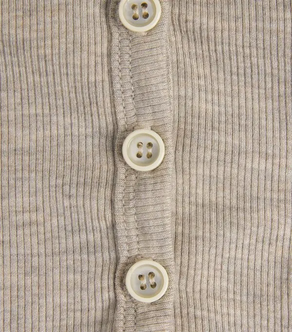 Eterne Ribbed Cropped V-neck Cardigan - Beige