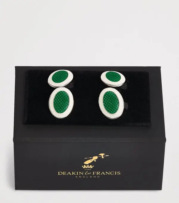 DEAKIN & FRANCIS Sterling Silver Oval Chain Cufflinks