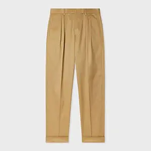 Paul Smith Tan Stretch Cotton-twill Double-pleat Trousers - Brown