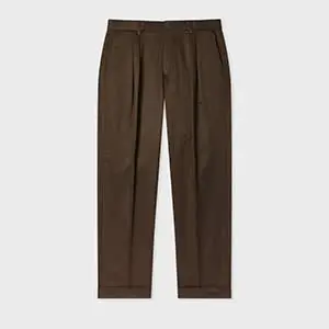 Paul Smith Stretch Cotton-twill Double-pleat Trousers - Brown