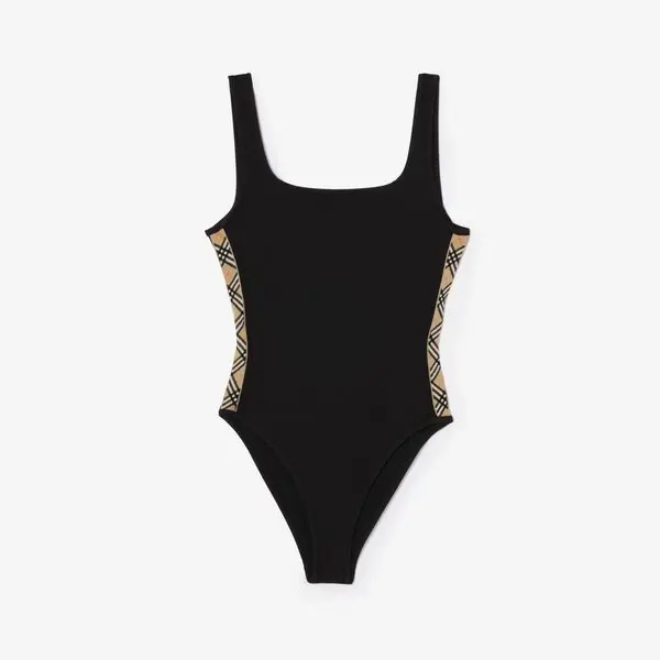 Burberry Check Trim Swimsuit - Black