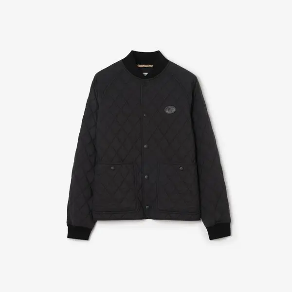 Burberry Quilted Nylon Jacket With Leather Stamp - Black