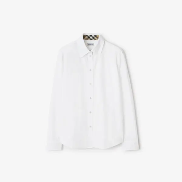 Burberry Regular Fit Cotton Poplin Shirt With Equestrian Knight Design - White