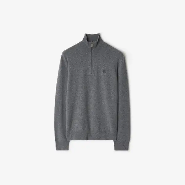 Burberry Cashmere Blend Half-zip Sweater - Grey