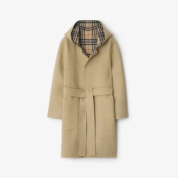 Burberry Reversible Wool Hooded Wrap Coat