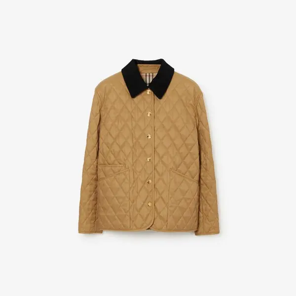 Burberry Quilted Barn Jacket With Corduroy Collar