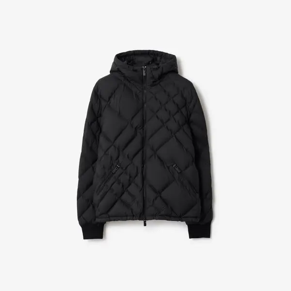 Burberry Check-stitch Nylon Hooded Puffer Jacket - Black