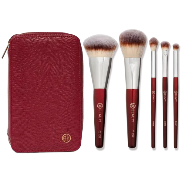 BK BEAUTY Travel Brush Set With Faux Leather Pouch - One-color