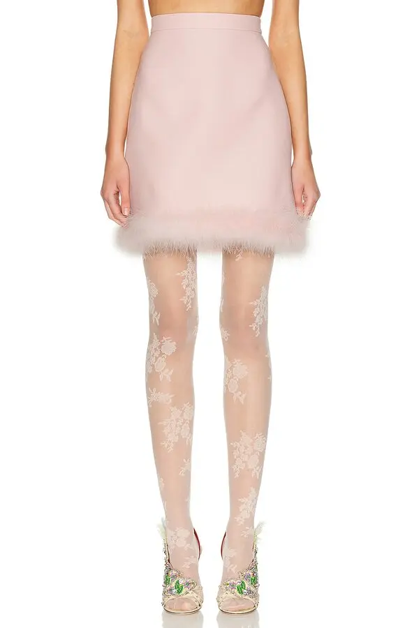 Valentino Garavani Feather Skirt In Pink - Rose