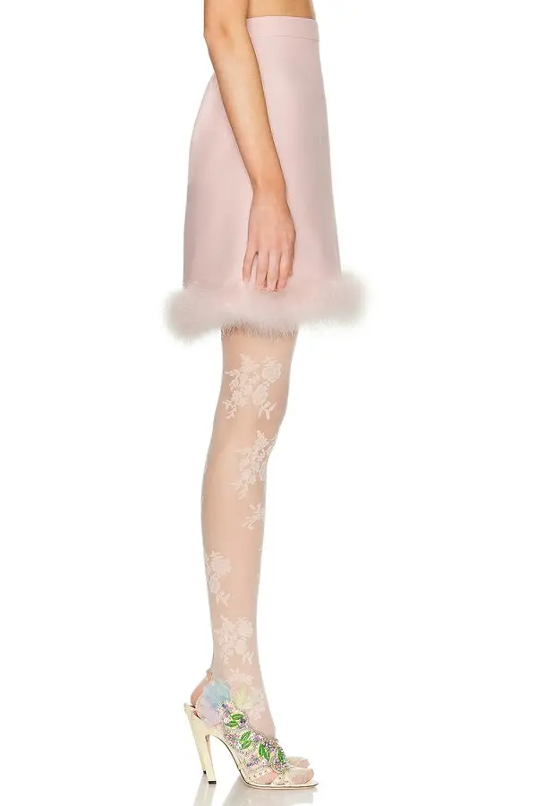 Valentino Garavani Feather-trimmed Skirt - Rose